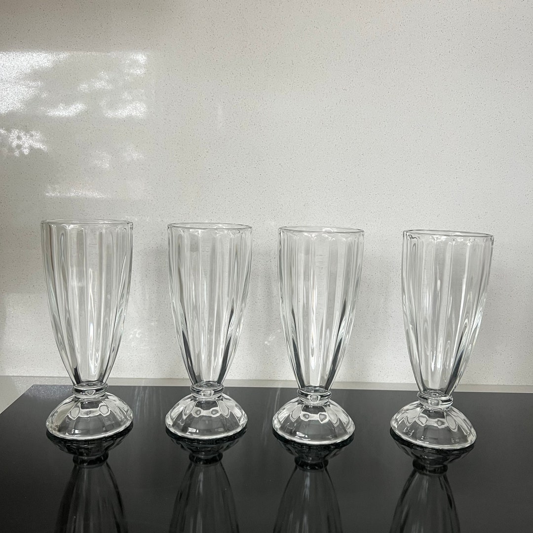 Vintage Fluted Ribbed Long Glassware Set (4), Fluted Ripple Ribbed ...