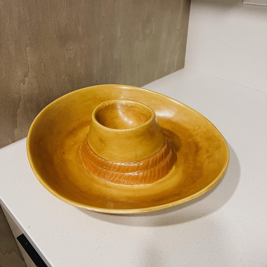 Vintage Ceramic Cowboy Hat Chip & Dip Hat, Sombrero Western Theme Chip ...