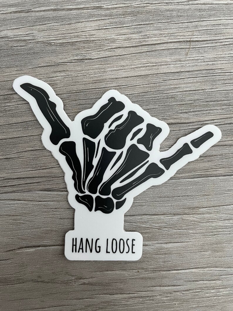 Hang Loose Shaka Skeleton Hand Sticker. Surfer Decal, Halloween Sticker ...