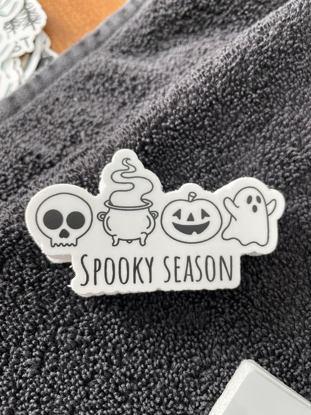 Spooky Season Sticker, Halloween Sticker, Ghost Skull Cauldron Sticker ...