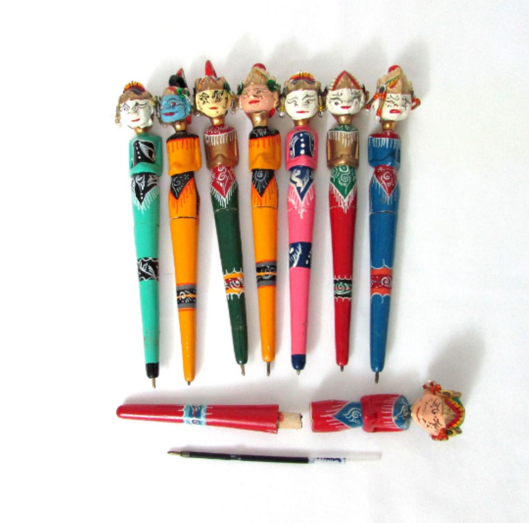 Close Out 8 Pcs Hand Carved and Painted Indonesian Wooden Jeweled Head ...