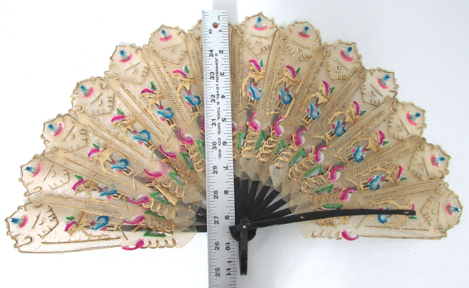 Vintage Indonesian shadow Puppet Leather Handheld Fan, Hand Carved ...