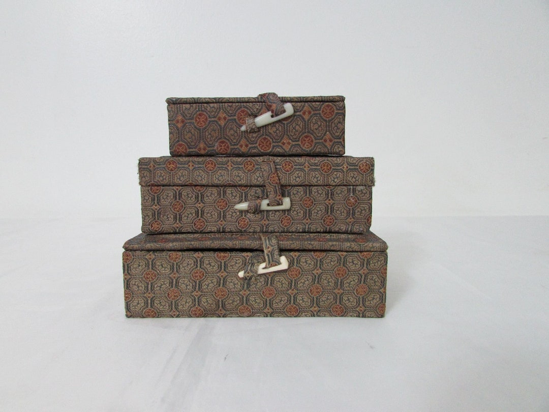 AS IS3 Pcs Chinese Brocade Boxes, Jewelry Box, Gift Box, Decorative Box ...