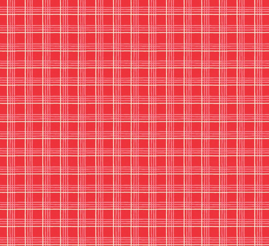 Oh What Fun Christmas Plaid Red Poppy Cotton in Stock Christmas Vintage ...