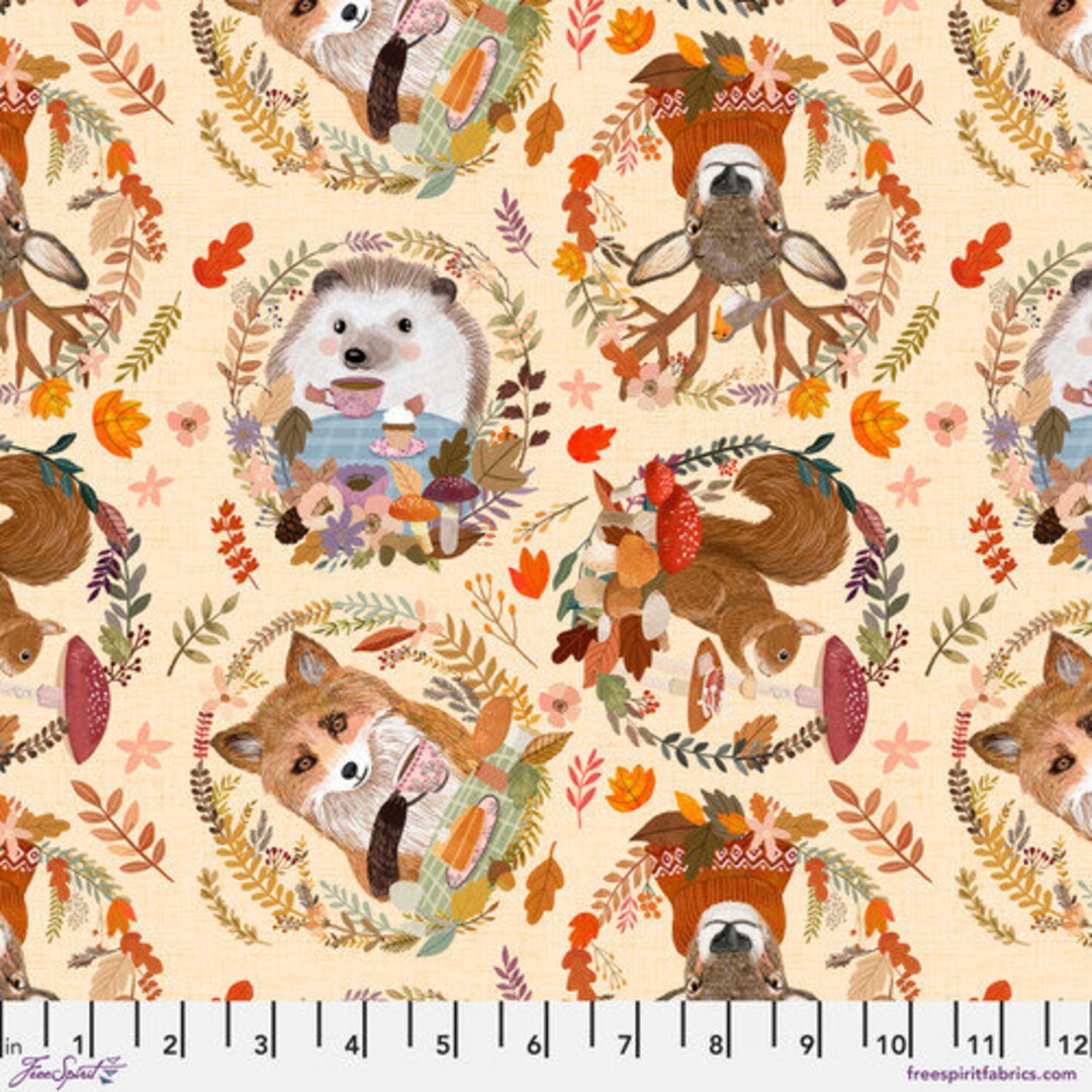 Autumn Wreaths Cream Autumn Friends Mia Charro Freespirit Fall Ditsy ...