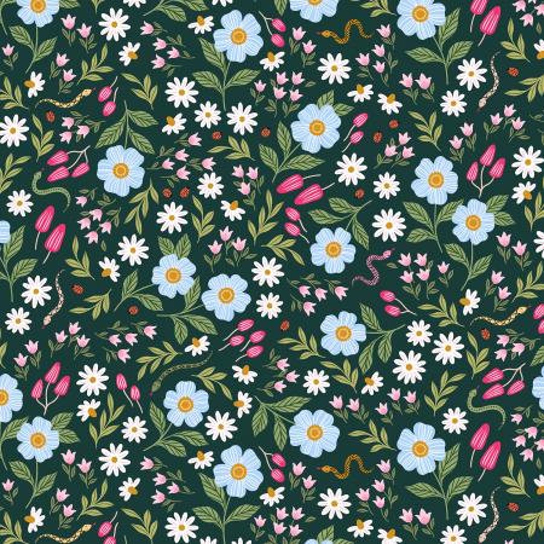 EM202-EM1 Garden & Globe - Wildflower Field - Emerald Fabric | Erin ...