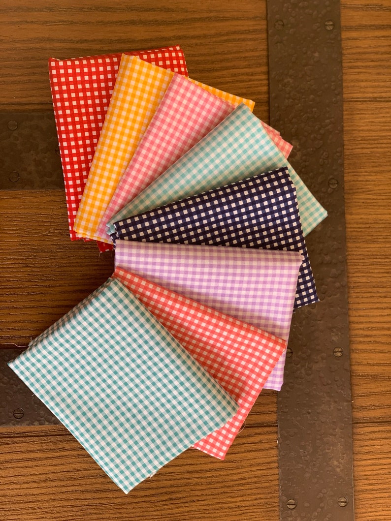 Gingham Rainbow 8 Fat Quarter or 1/2 Yard Bundle 100% - Etsy