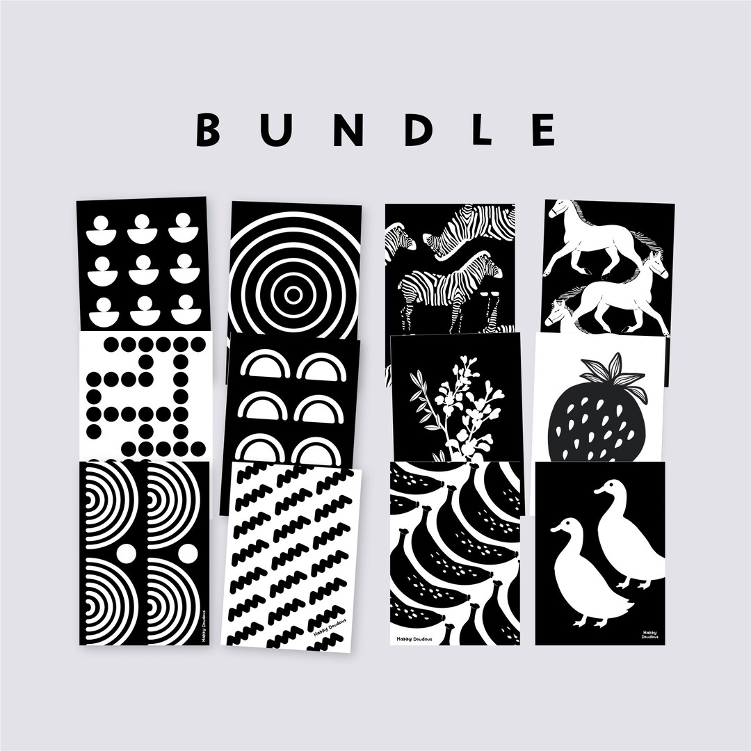 Bundle High Contrast Flash Cards for Baby Montessori Black & - Etsy