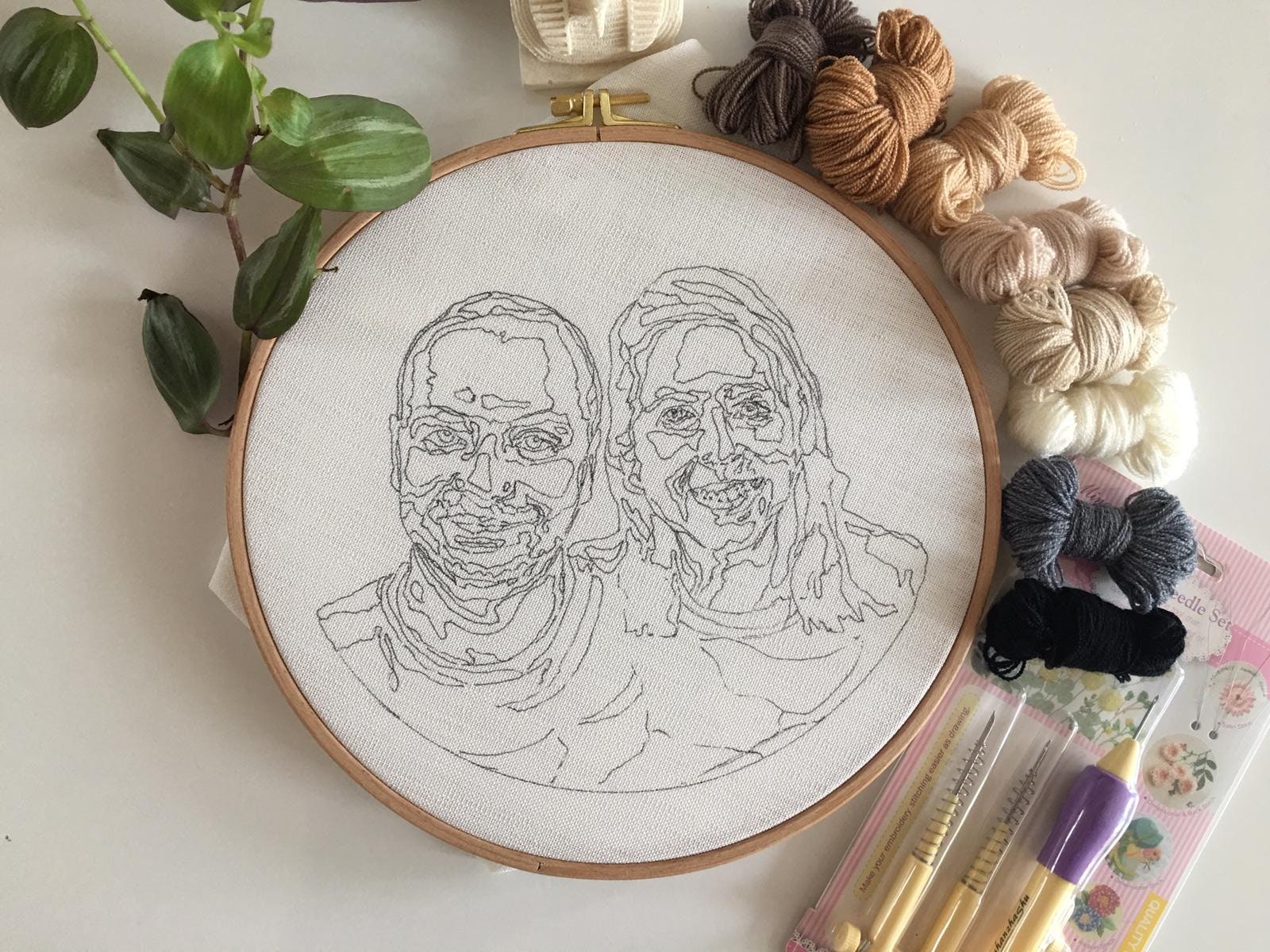 Modern Custom Embroidery Portrait Kit and Great DIY Craft for - Etsy