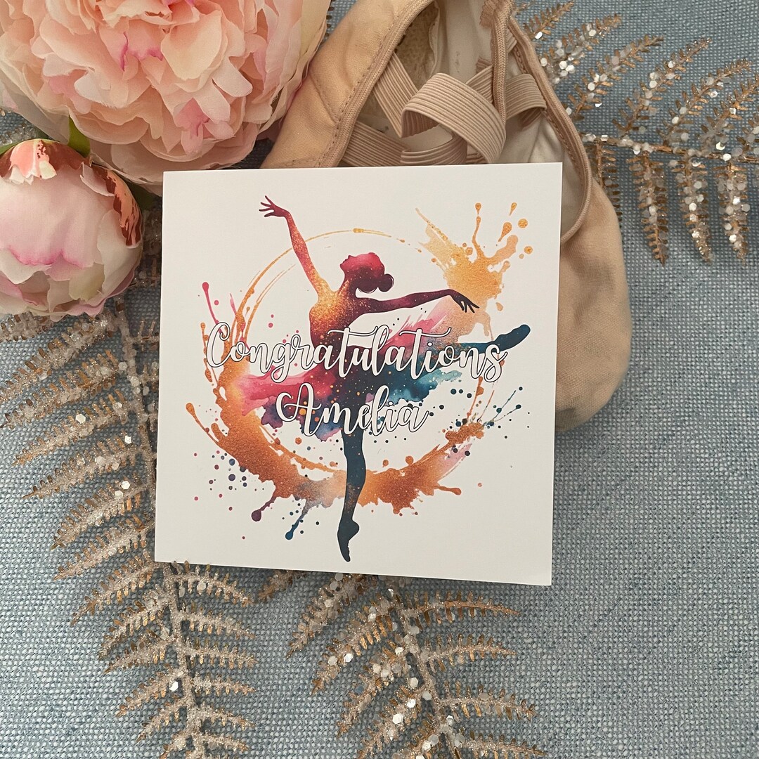Congratulations, Personalised Dance Greeting Cards. Gold - Etsy