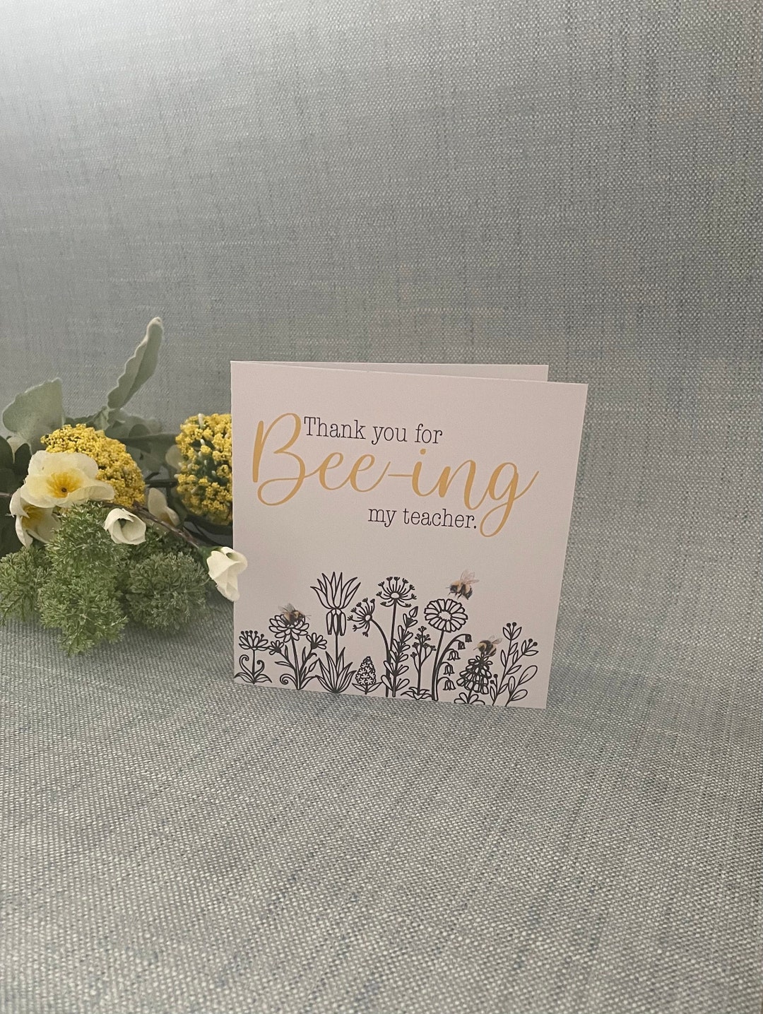 Teacher Thank You for Bee-ing My Teacher Card / School Thank You Card ...