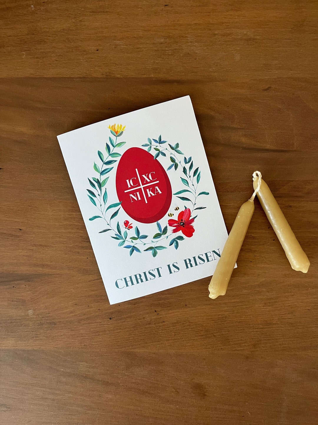 Eastern Orthodox Pascha Greeting Card Christ is Risen Red Egg ICXC NIKA ...