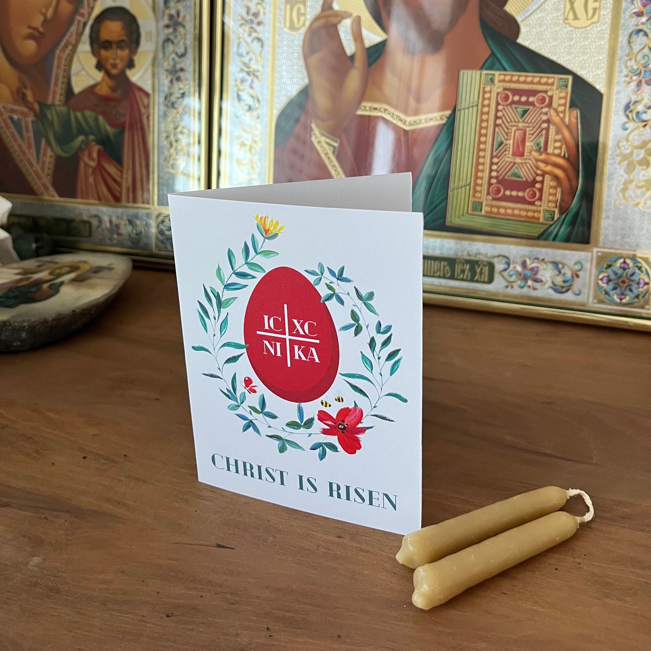 Eastern Orthodox Pascha Greeting Card Christ is Risen Red Egg ICXC NIKA ...