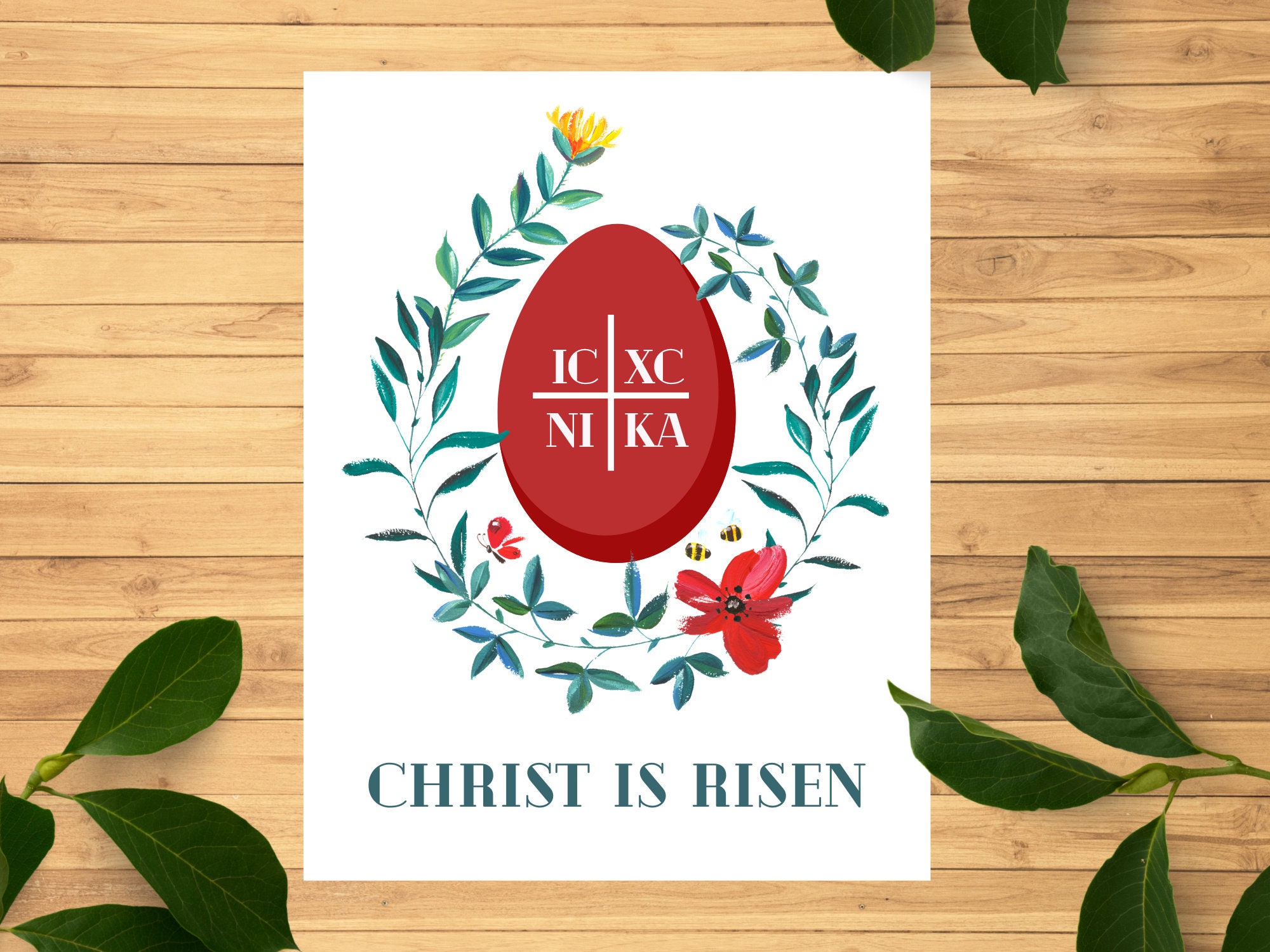 Eastern Orthodox Pascha Greeting Card Christ is Risen Red Egg ICXC NIKA ...