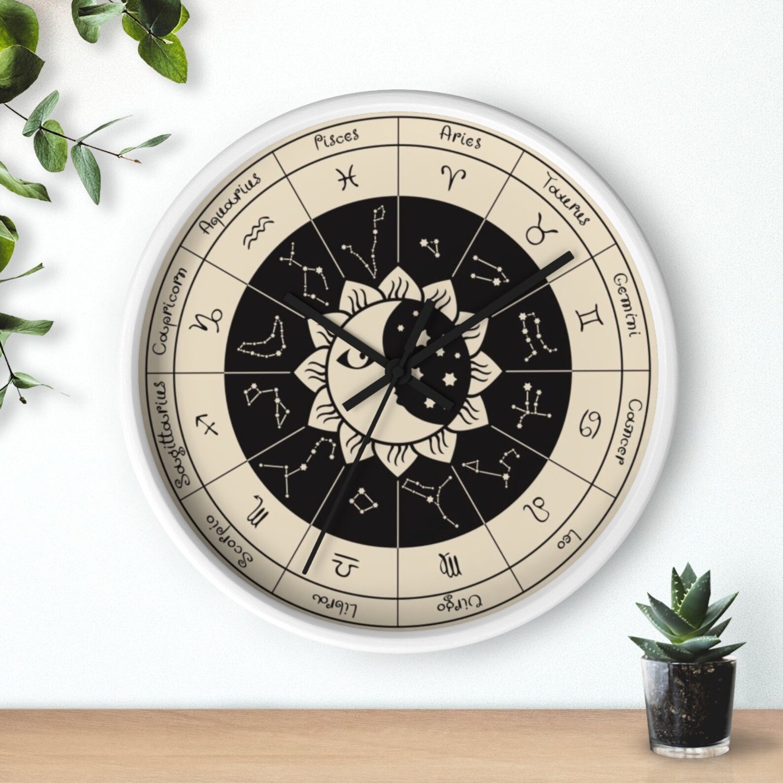 Black & Tan Astrology Clock, Zodiac Clock, Zodiac Gifts, Clock Wall ...
