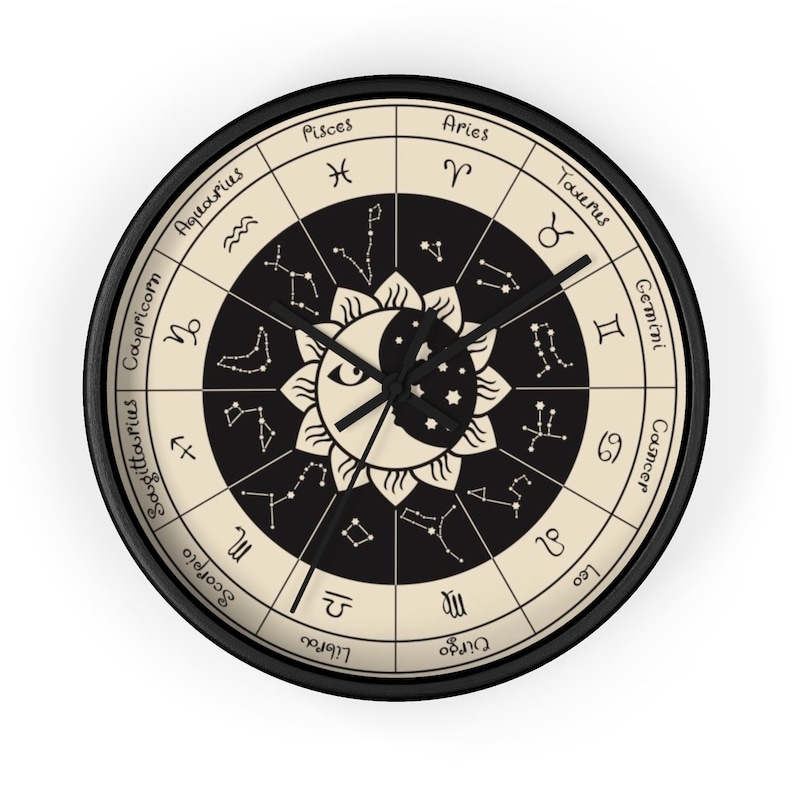 Black & Tan Astrology Clock Zodiac Clock Zodiac Gifts Clock | Etsy