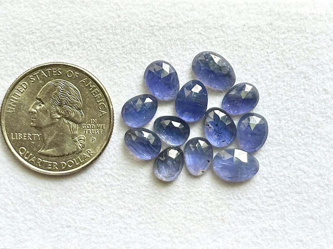 12 Piece, Natural Iolite Rose Cut Gemstone, Loose Iolite Faceted Cabs ...