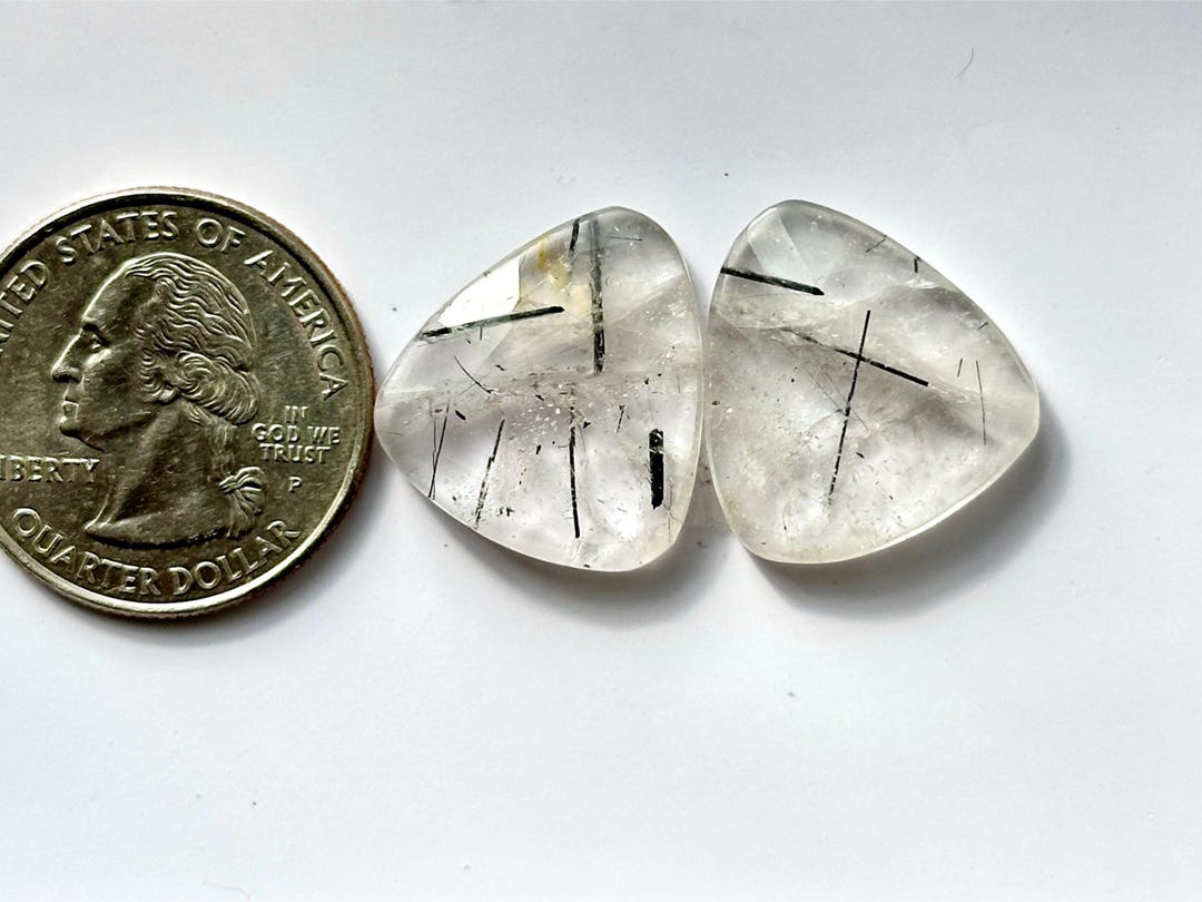 20x19x5mm, Rose Cut Rutile Match Pair, Black Rutile Pair, Rutilated ...