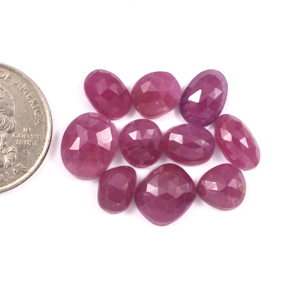 10 Piece, Untreated Ruby Rose Cut Lot, Madagascar Ruby Faceted Cabs ...