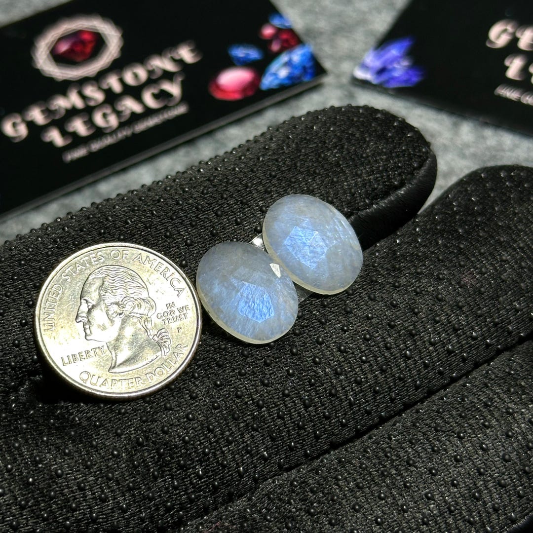 17x13x5mm, African Moonstone Pair, Natural Moonstone Rosecut Cabochon ...