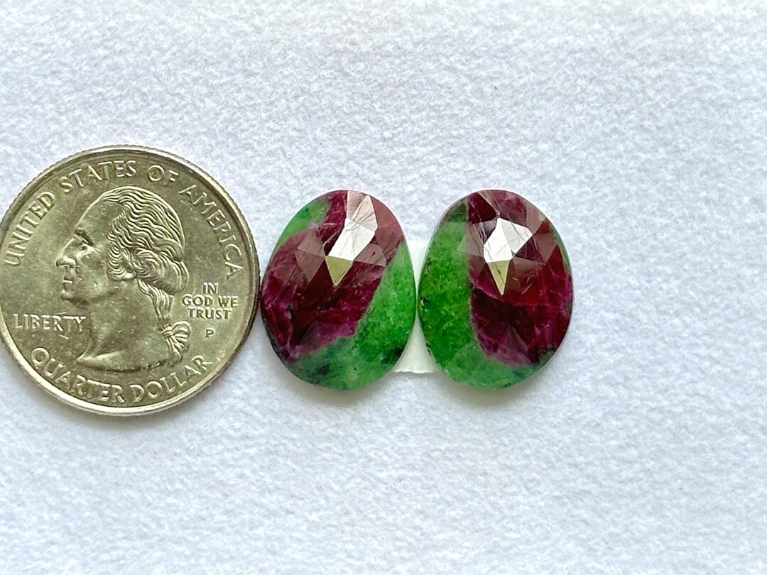 17x14x5mm, Ruby Zoisite Pair, Anyolite Gemstone, Loose Ruby Gemstone ...