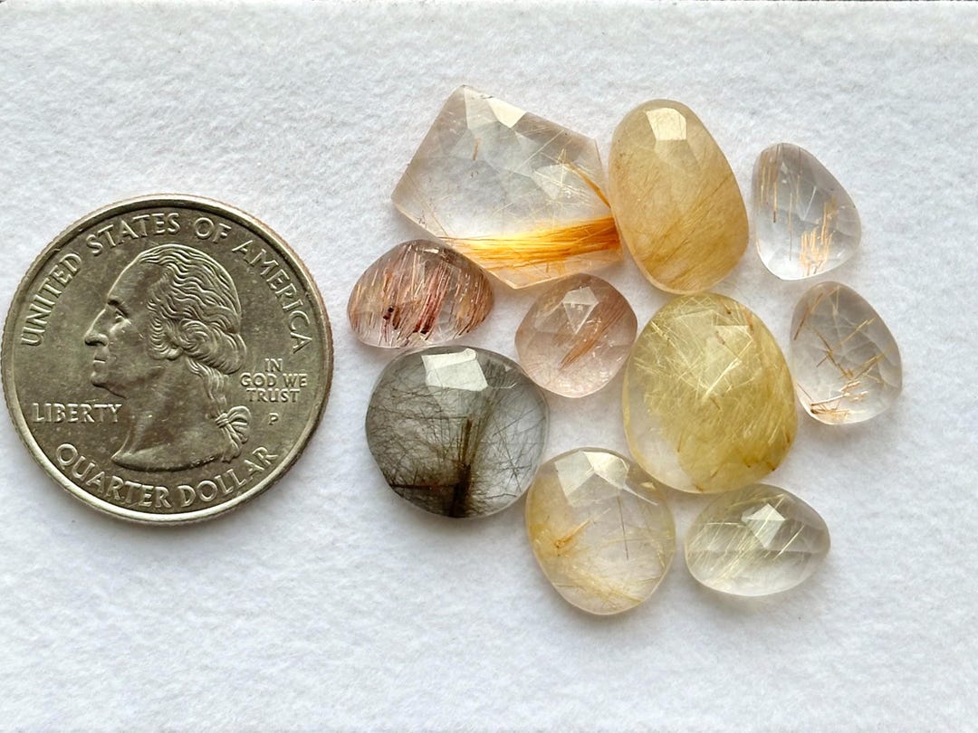 10 Pieces, Brazilian Rutile Quartz Lot, Multi Rutile Faceted Stone ...