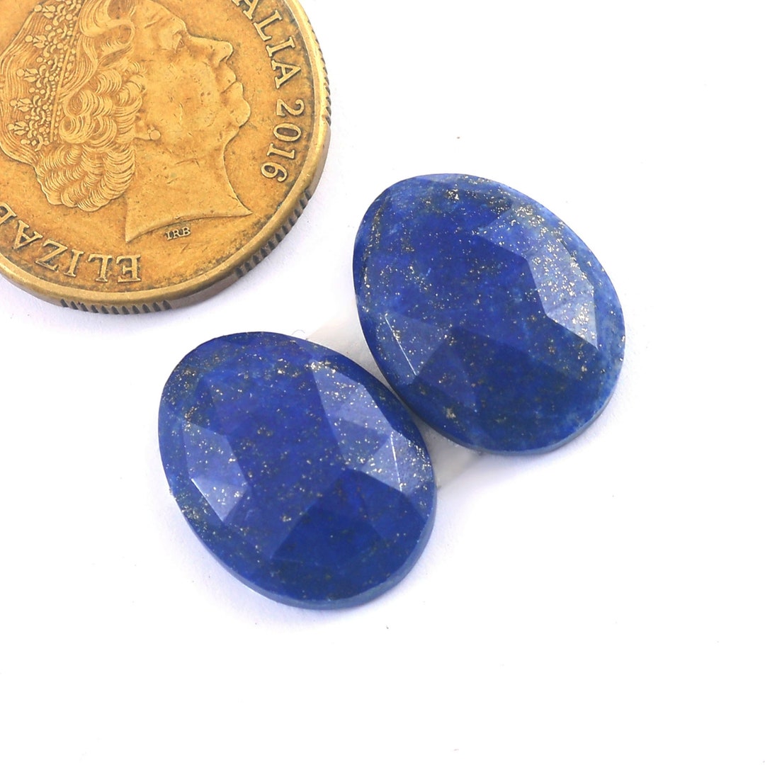 19x14x5mm, Lapis Lazuli Gemstone, Rose Cut Lapis Lazuli Pair, Blue ...