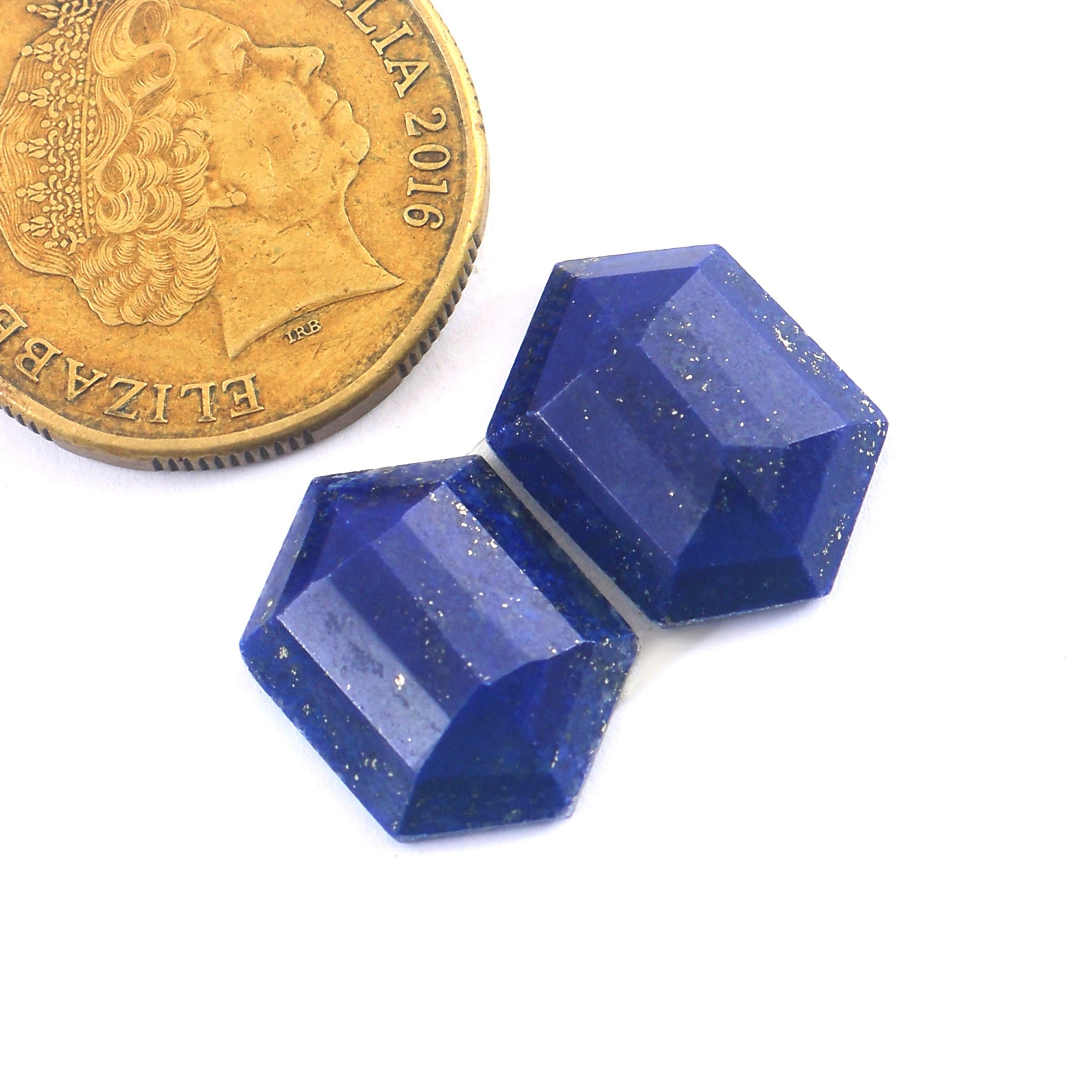 17x13x5mm, Lapis Lazuli Step Cut Gemstone, Blue Lapis Lazuli Hexagon ...