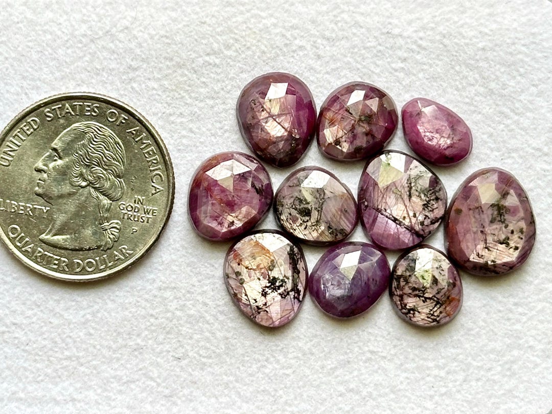 10 Piece, Natural Star Ruby Lot, Loose Ruby Rose Cut Gemstone, Sheen ...