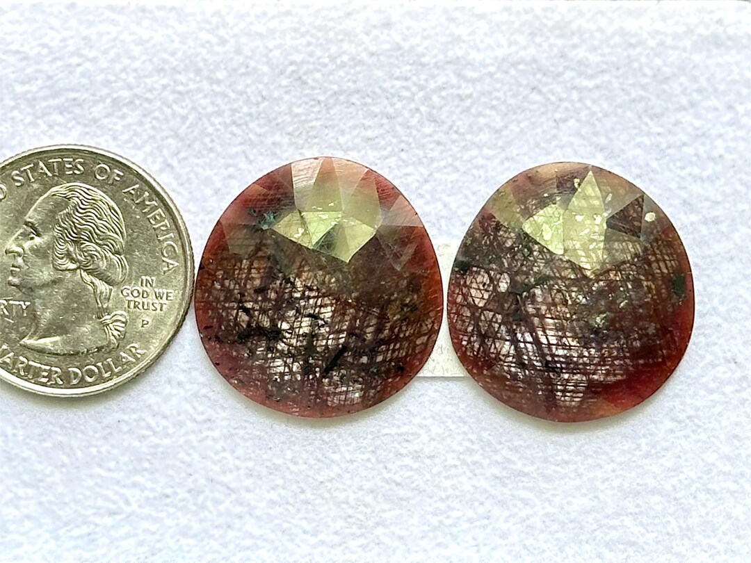 25x24x3mm, Natural Star Ruby Match Pair, Faceted Ruby Rosecut Gemstone ...