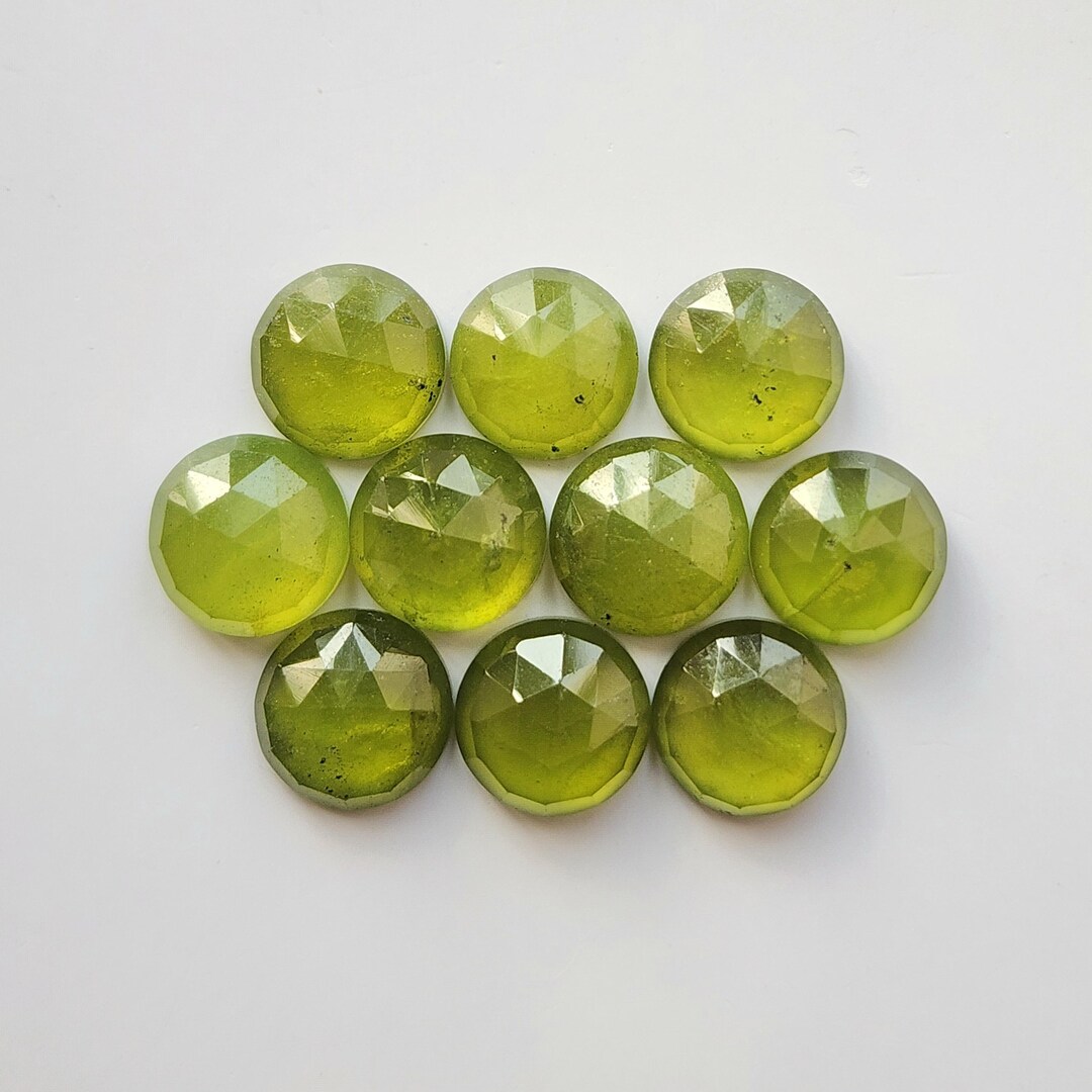 4 Piece Left, Natural Vesuvianite Rose Cut Rounds, Flat Back ...