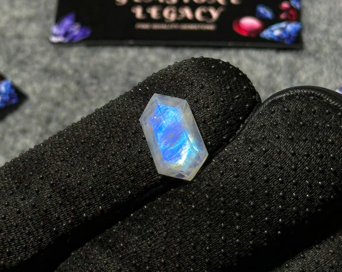22x13x6mm, Rainbow Moonstone Step Cut Gemstone, Flashy Moonstone ...
