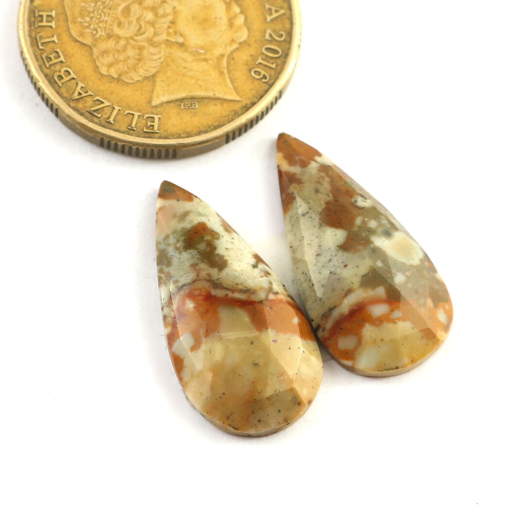 24x12x4mm Natural Maligano Jasper Rose Cut Cabochon Pair - Etsy