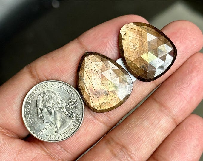 24x20x4mm, Shimmering Sapphire Rose Cut Gemstone | Natural Golden ...