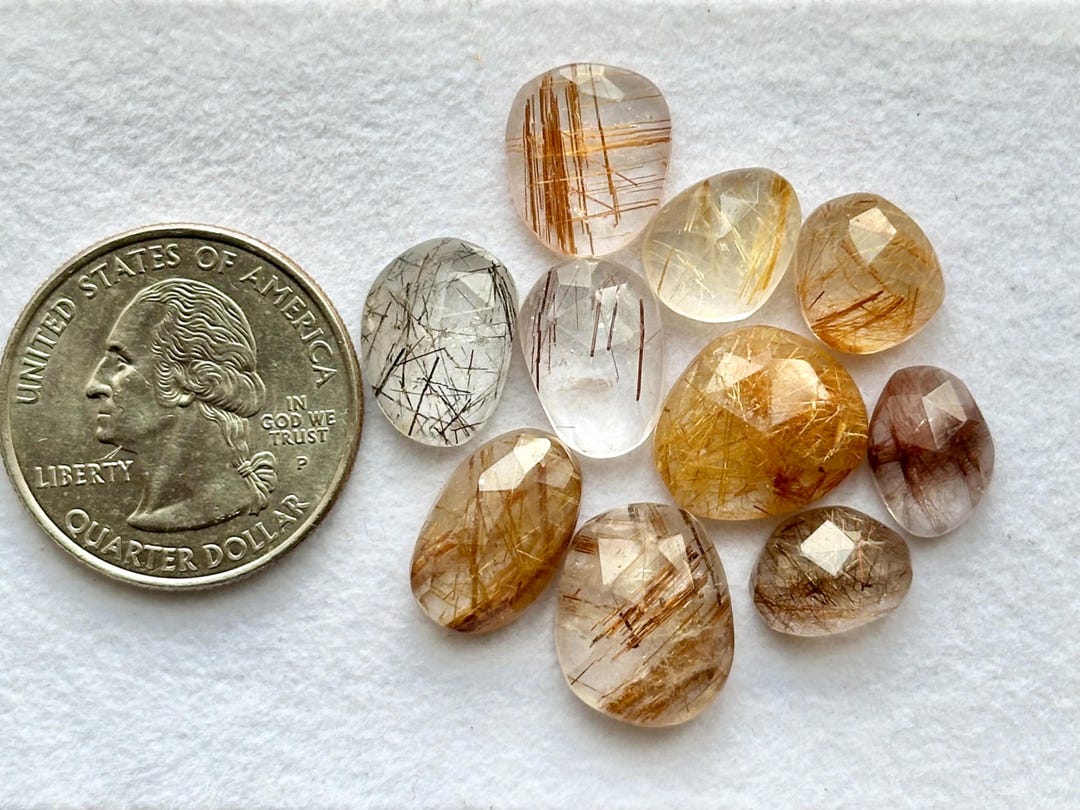 10 Pieces, Brazilian Rutile Quartz Lot, Multi Rutile Faceted Stone ...