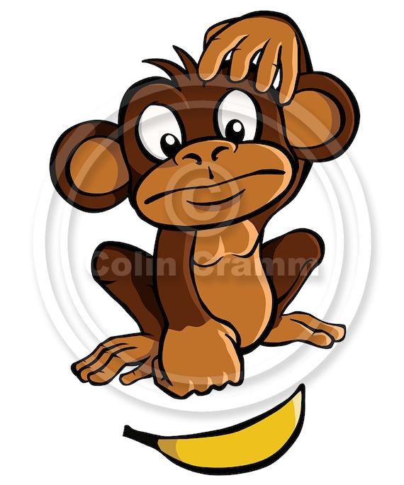 Confused Cartoon Monkey Vector SVG/EPS - Etsy