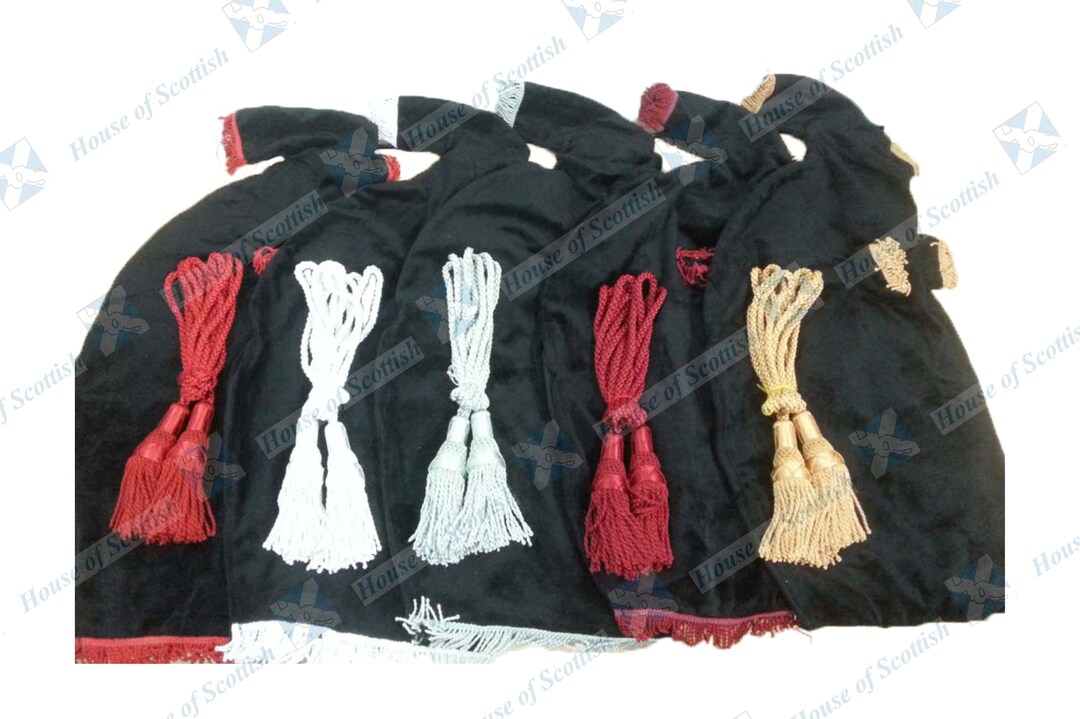 Scottish Great Highland BAGPIPE BAG COVER of Black Velvet With Colour ...