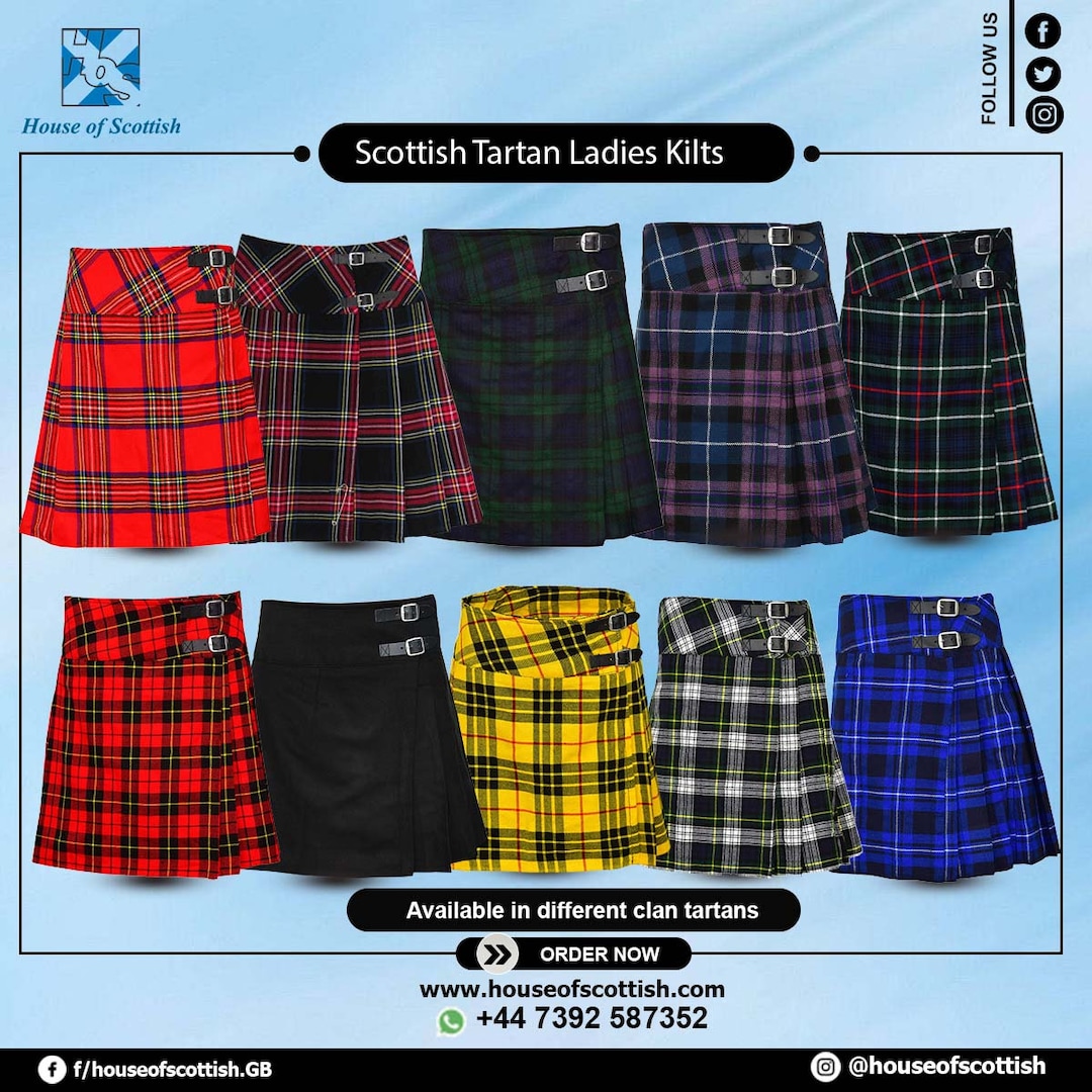 Ladies Scottish Traditional TARTAN KILT | Highland Dress Skirt Tartan ...