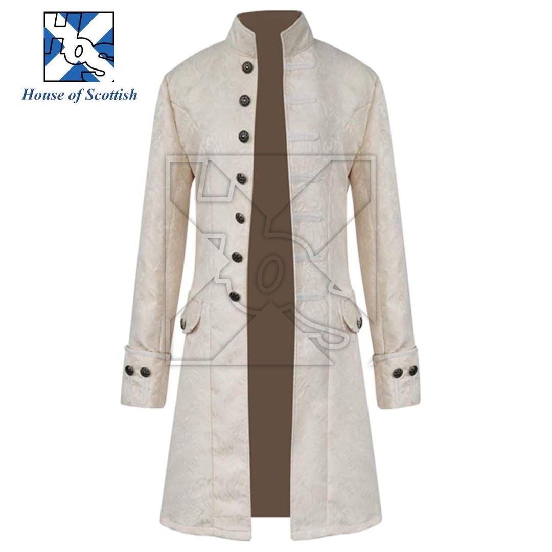 Regency Steampunk Coat – Long Victorian Floral Jacquard Frock Coat ...