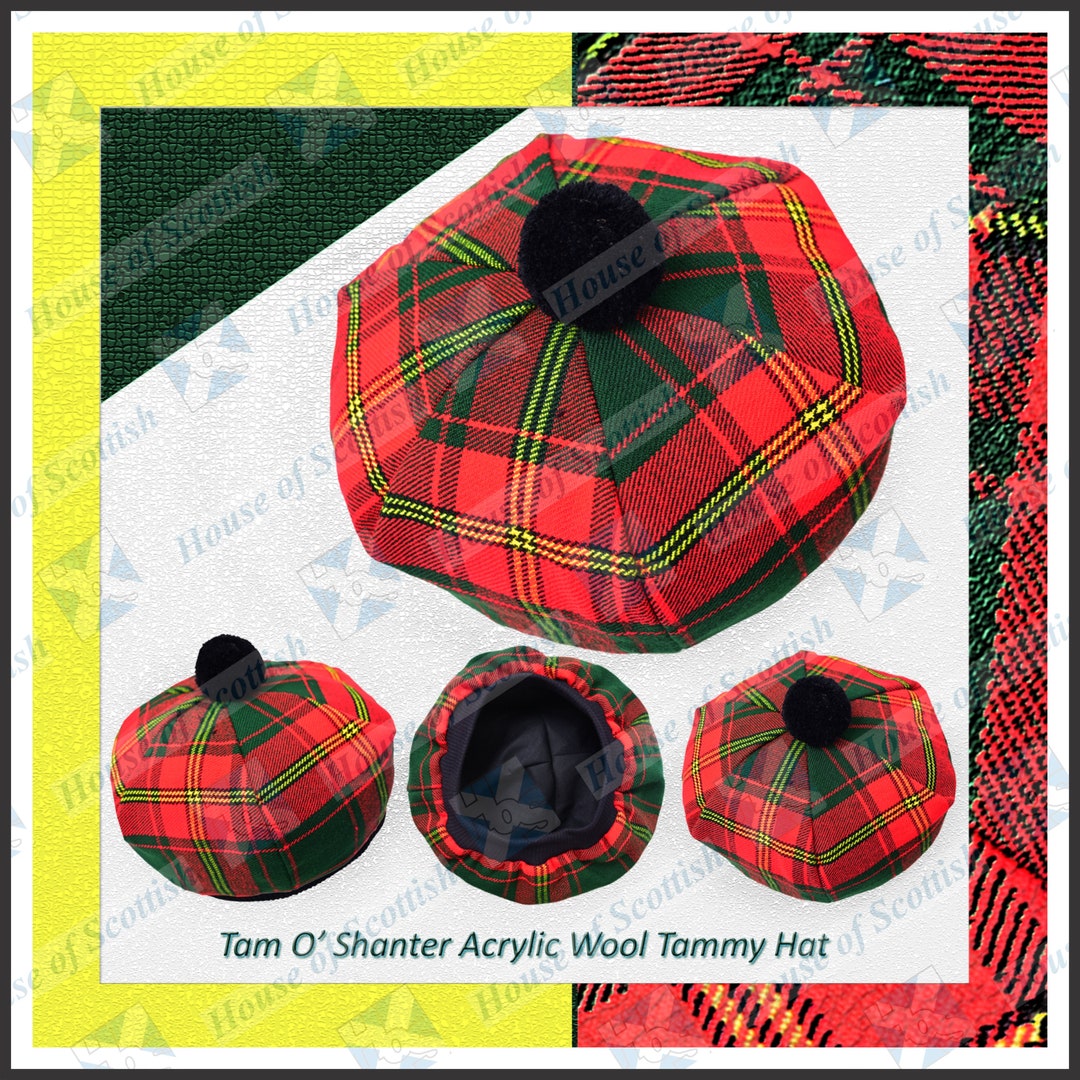 Ulster Irish Tartan TAM O' SHANTER Hat Bonnet Beret Balmoral Scottish ...