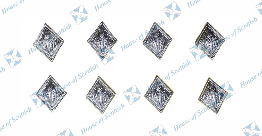 Thistle Diamond Shaped Buttons | Silver Finish Metal Shank Replacement ...