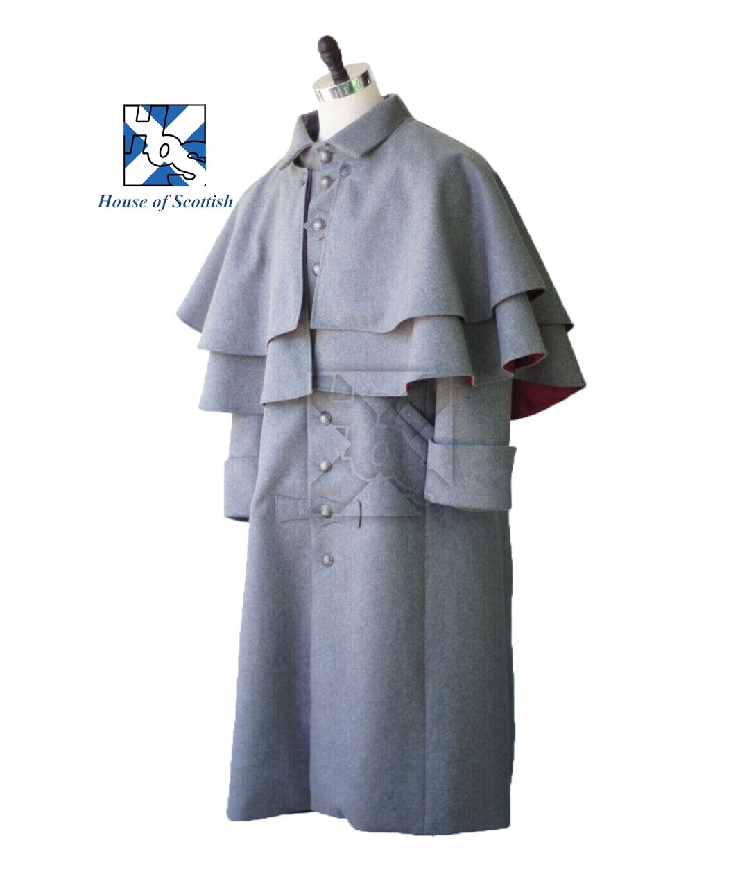 Victorian Garrick Coat – Multi-cape Overcoat – Sherlock Holmes Style ...