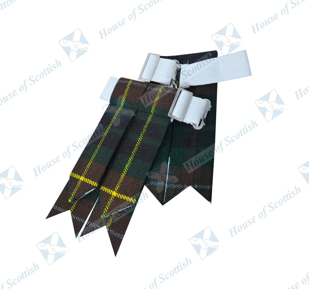 Scottish Kilt Hose Socks Flashes Made of BUCHANAN HUNTING MODERN Tartan / Acrylic Wool Tartan ...