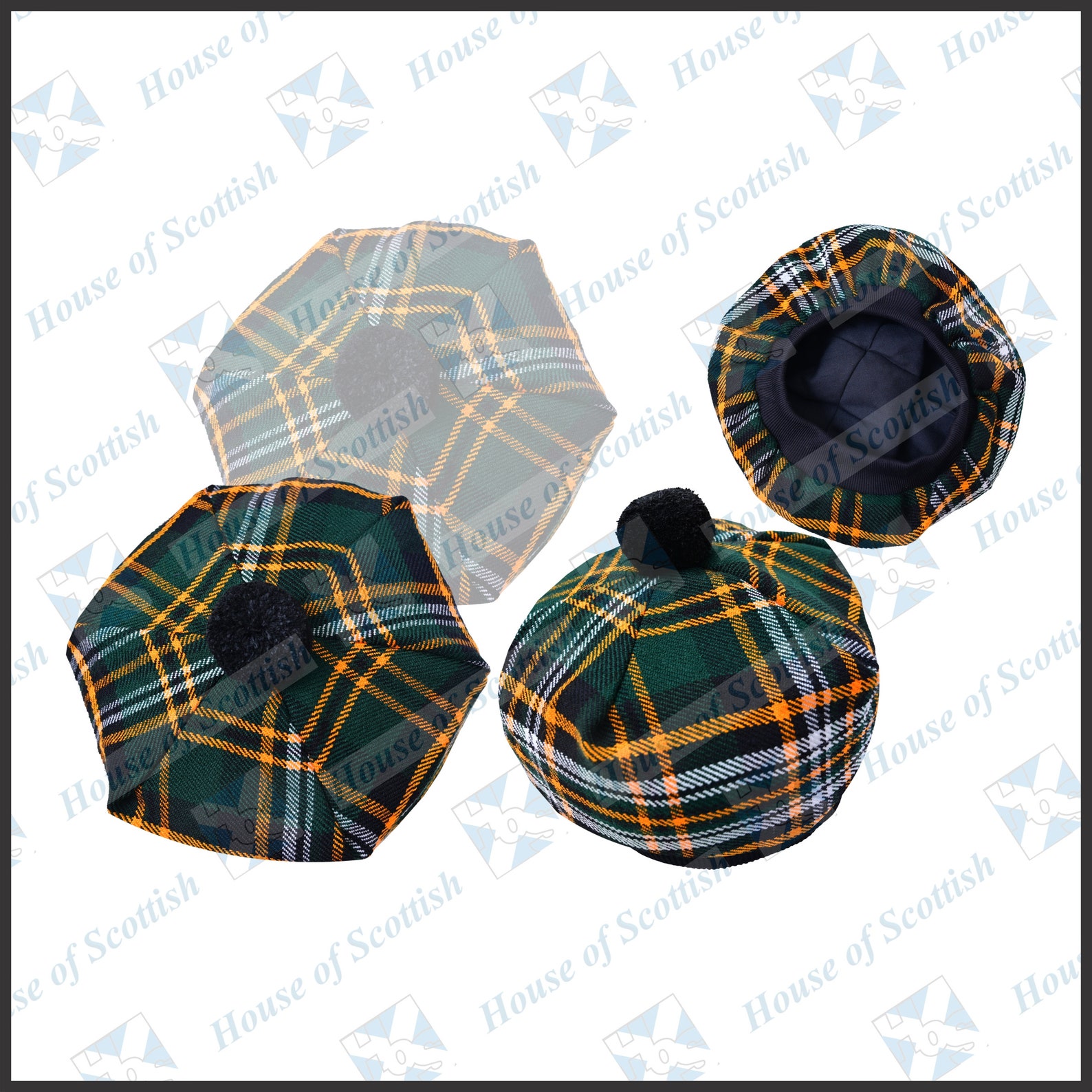 Heritage of Ireland Tartan TAM O' SHANTER Hat Bonnet Beret Balmoral ...