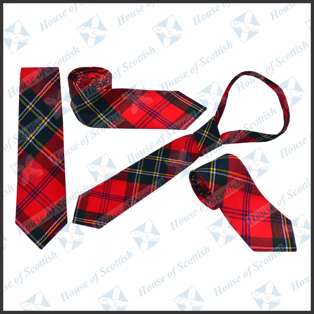 Men's Scottish Ulster Red Tartan Neck Tie / Acrylic Wool Tartan Tie by ...