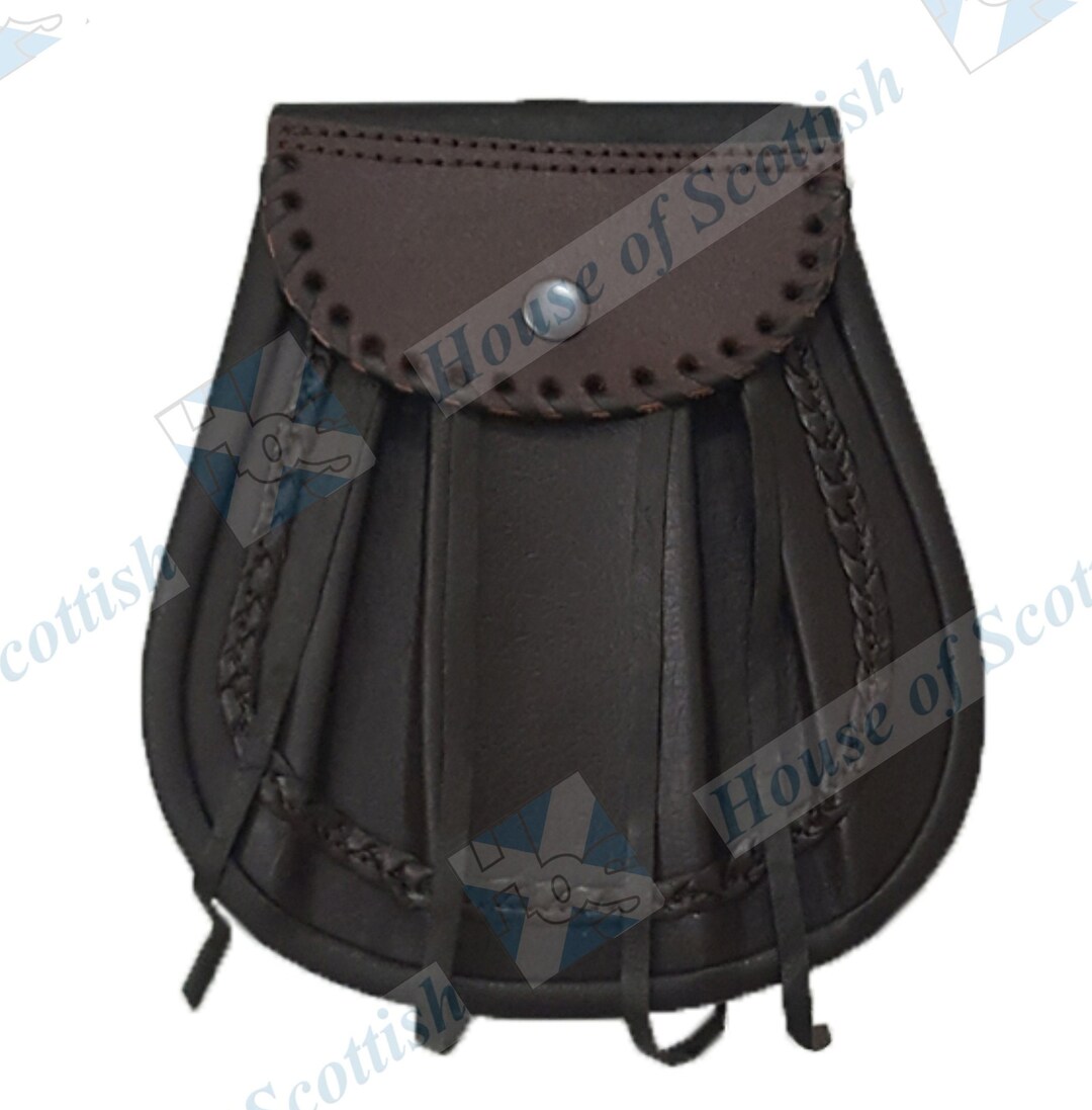 Men's Scottish Brown Leather ROB ROY SPORRAN | Jacobite Kilt Sporran ...
