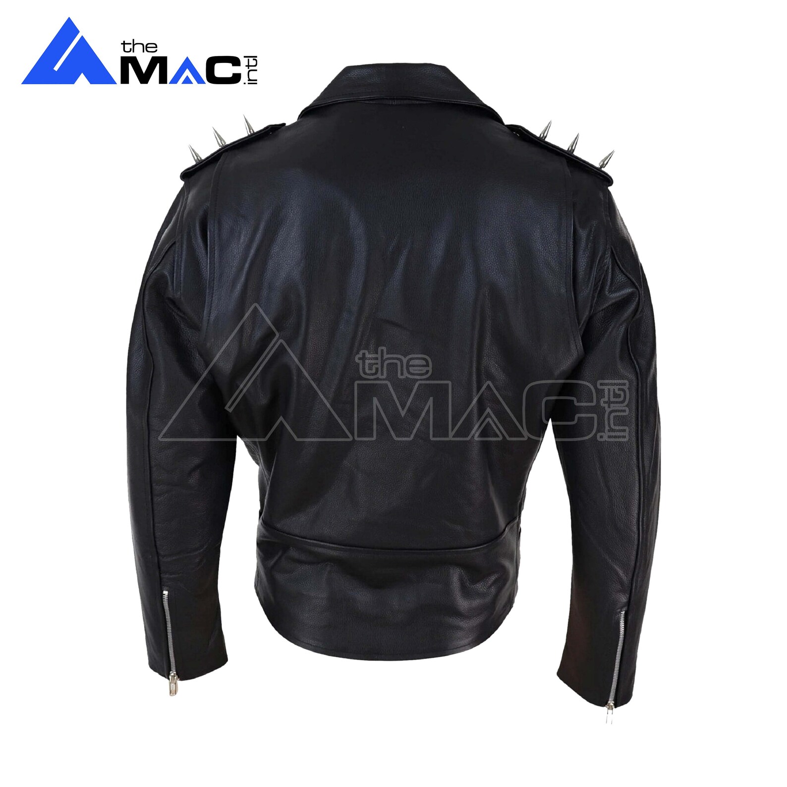 Men's Real Leather Jacket With Devil Spikes | Cross Zip Ghost Rider ...