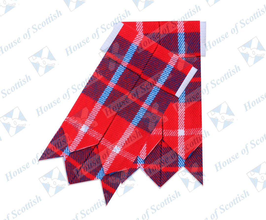 Scottish Kilt Hose Socks Flashes | FRASERE RED Tartan Flashes | Acrylic Wool Tartan Kilt ...