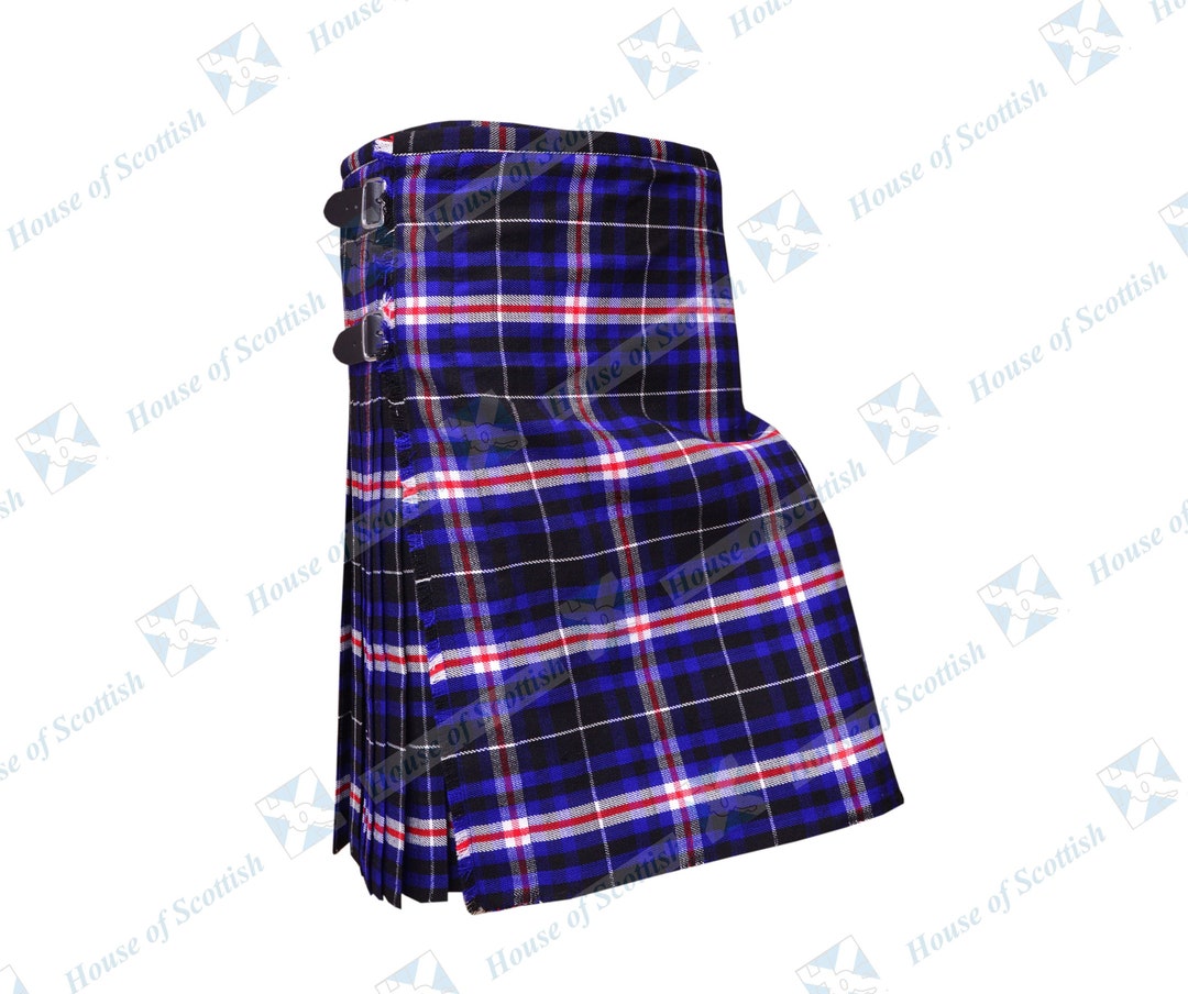 Men's Scottish Traditional 5 Yard LEATHER PRIDE TARTAN Kilts | Highland ...