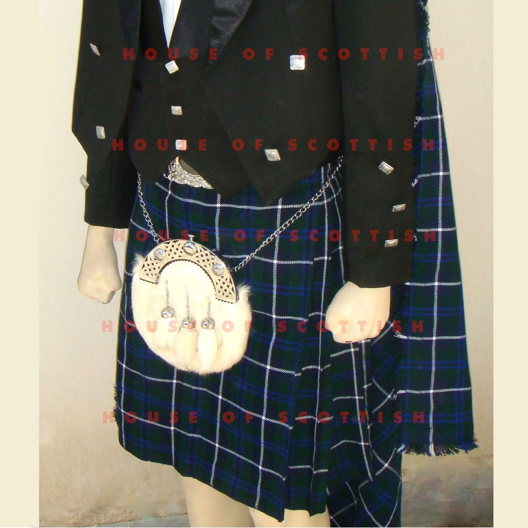 Scottish Men's Kilt Set | Douglas Blue Tartan Heavy Kilt | Kilt Pin ...